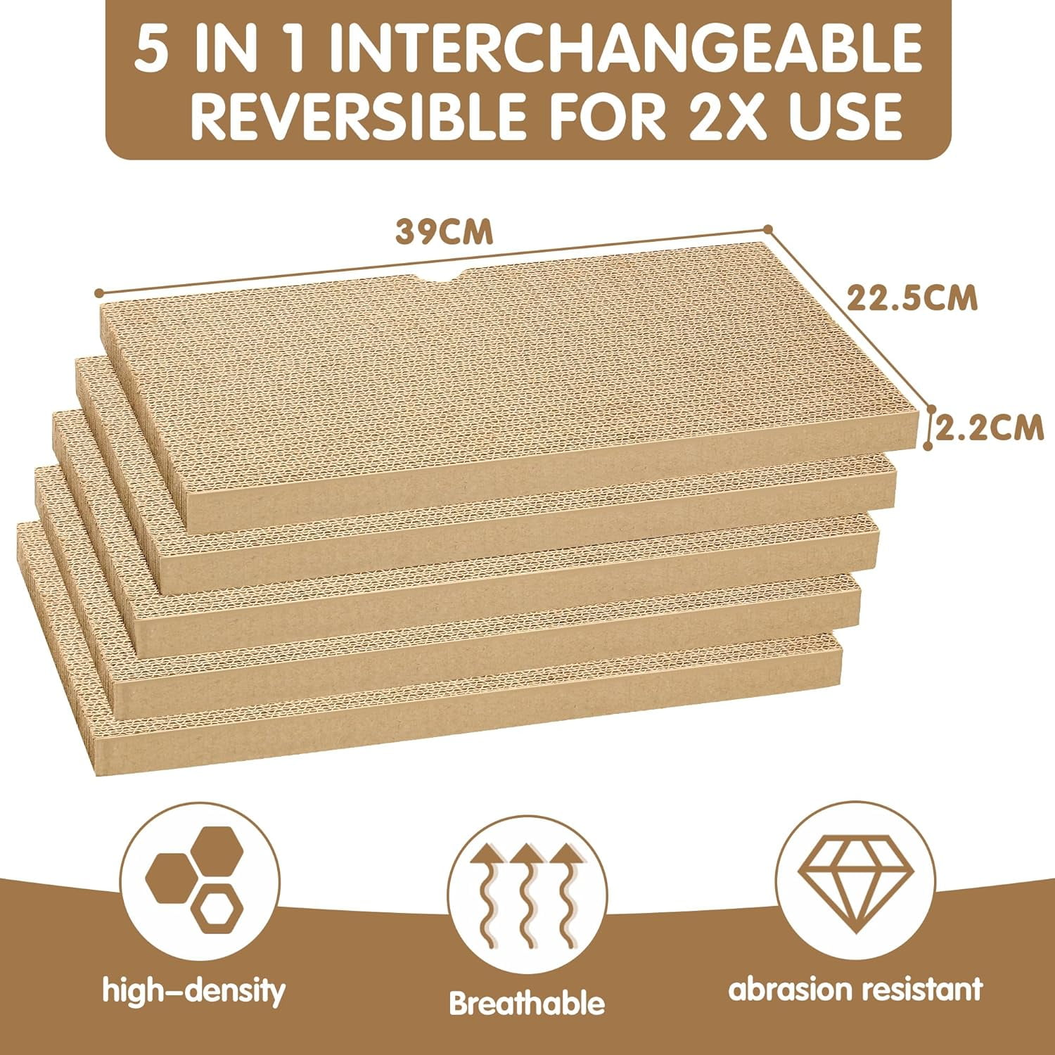 Cat Scratcher Box, 5 In 1 Reversible Cardboard Scratching Pads Cat ...