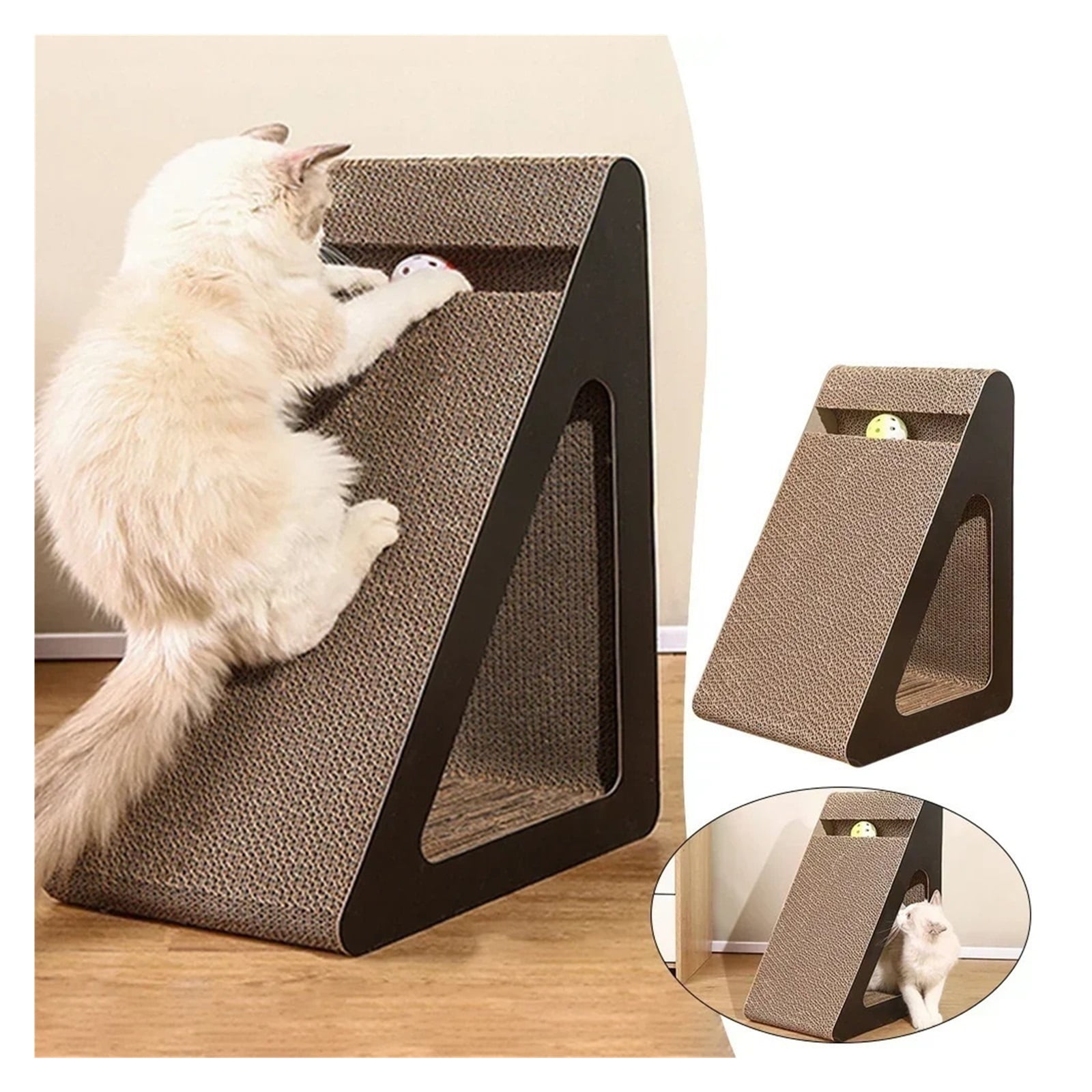 Cat Scratcher Cardboard Triangles Shaped Cat Scratching Board With Ball ...