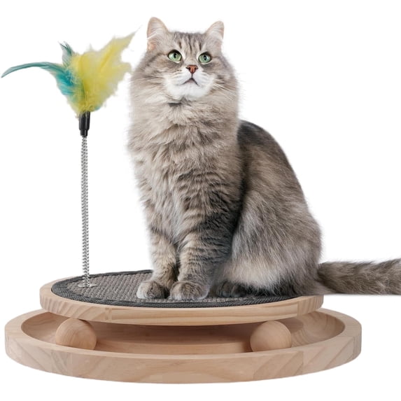 Natural Sisal Round Cat Scratcher，Interactive Cat Ball Track Toy for ...
