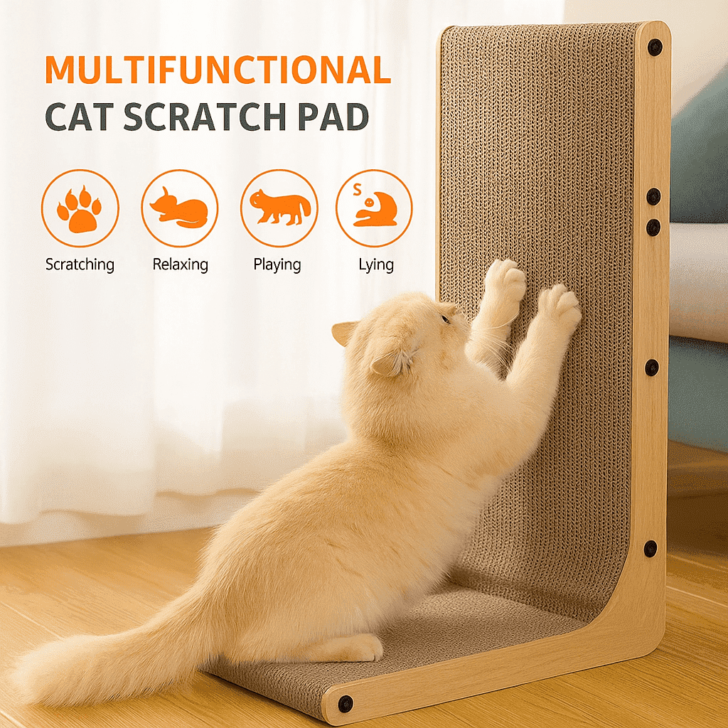 Snugspot L-Shape Cat Scratcher – Cardboard Vertical Scratching Post ...