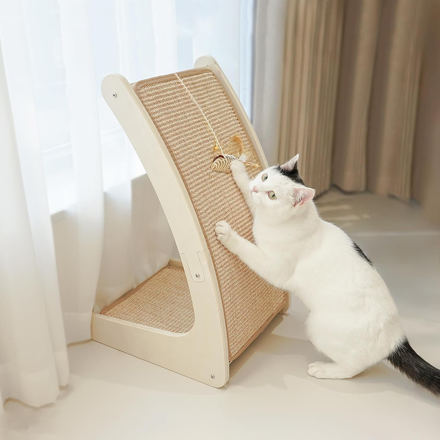 Cat Scratcher, Curved Scratching Board for Indoor Kitty, Floor Mounted ...