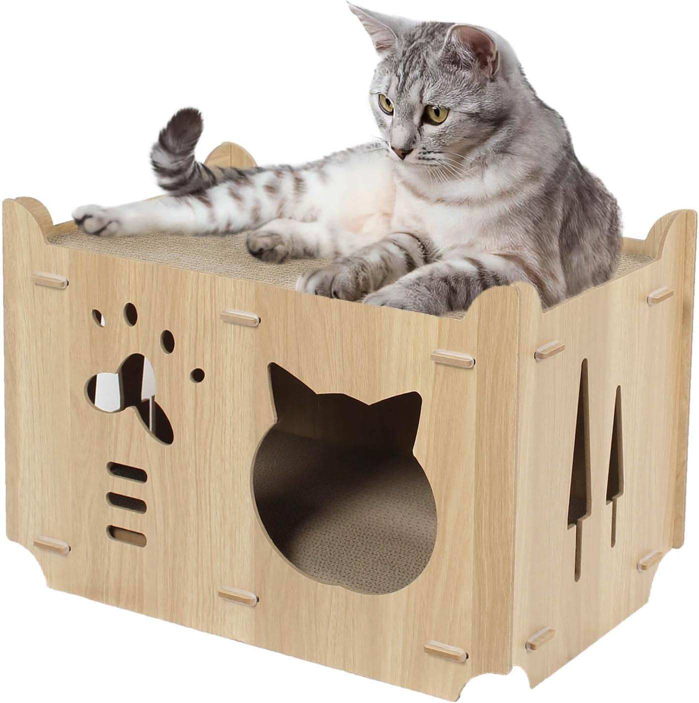 Cat Scratcher House，Easy to Assemble, Cat Houses for indoor cats ...