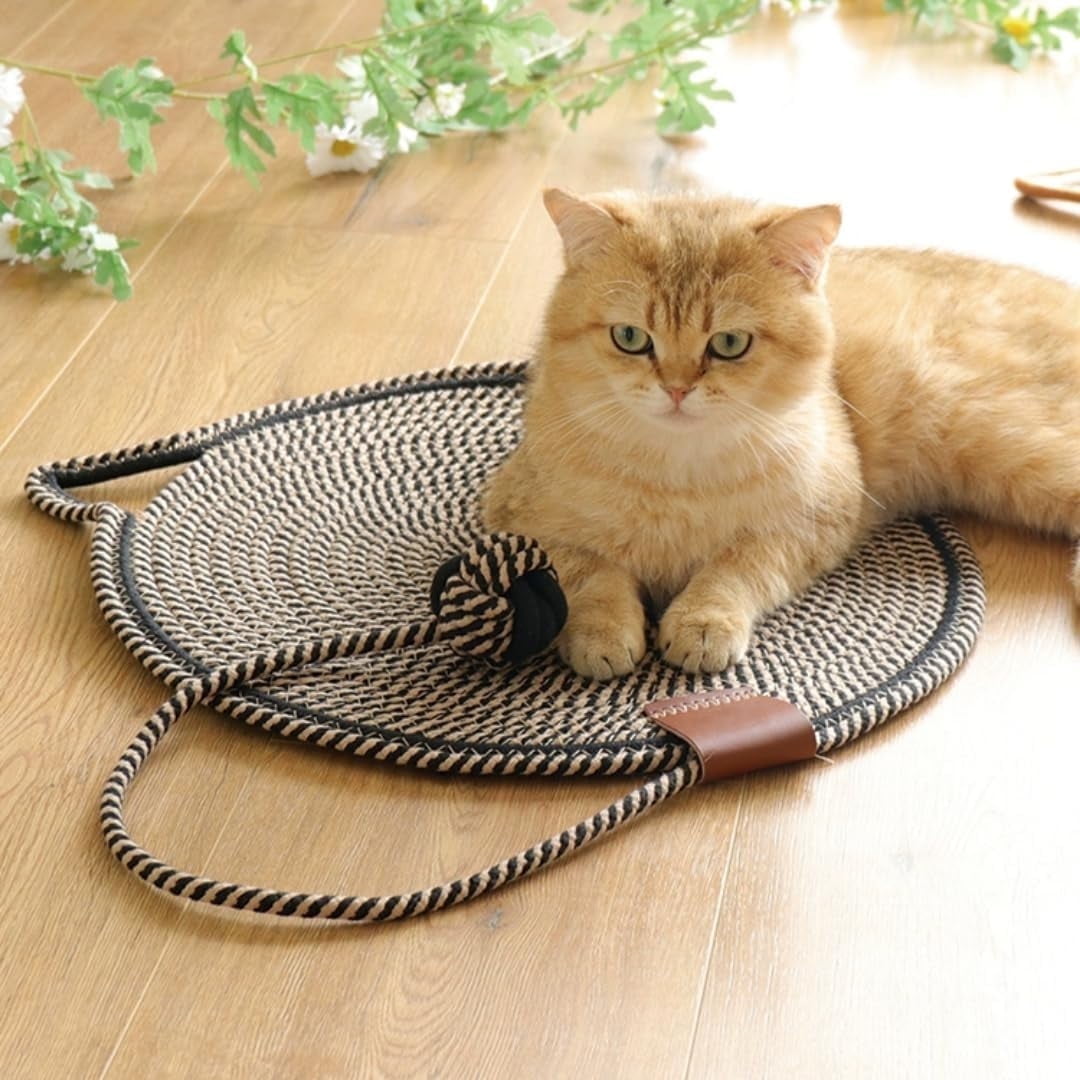 Cat Scratcher Mat, Natural Cotton Rope Cat Scratch Pad, 15.7'' Round ...