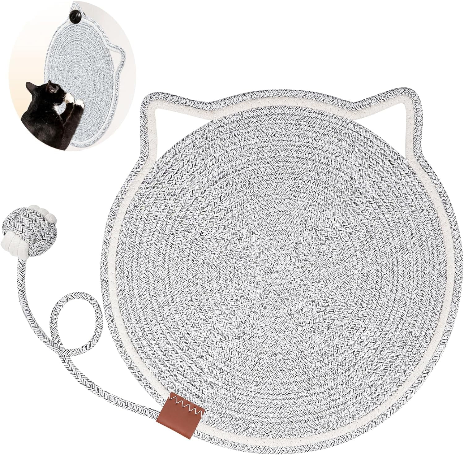 Cat Scratcher Mat, Natural Cotton Rope Cat Scratch Pad, 15.7'' Round ...