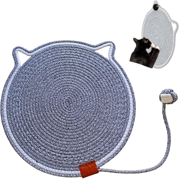 Cat Scratcher Mat, Natural Cotton Rope Cat Scratching Pad, 16.9'' Round ...