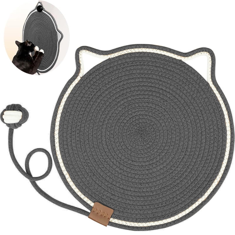 Cat Scratcher Mat, Natural Cotton Rope Cat Scratch Pad, 13.7'' Round ...
