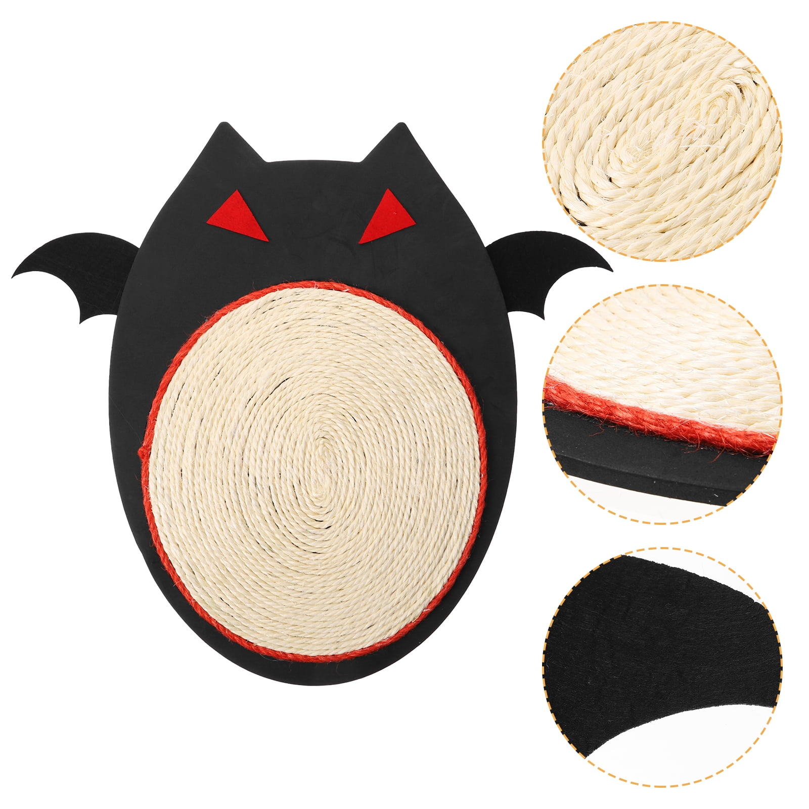 UKCOCO Bat Shaped Cat Scratcher Mat Black Sisal Rope Felt Cloth for Pet ...