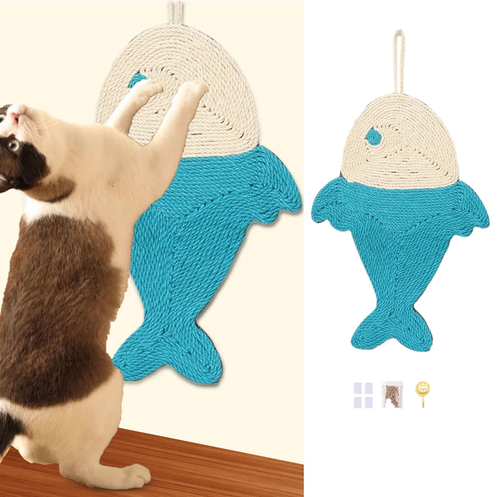 Cat Scratcher Mat Wall Mounted Sisal Scratching Pad for Indoor Cats ...