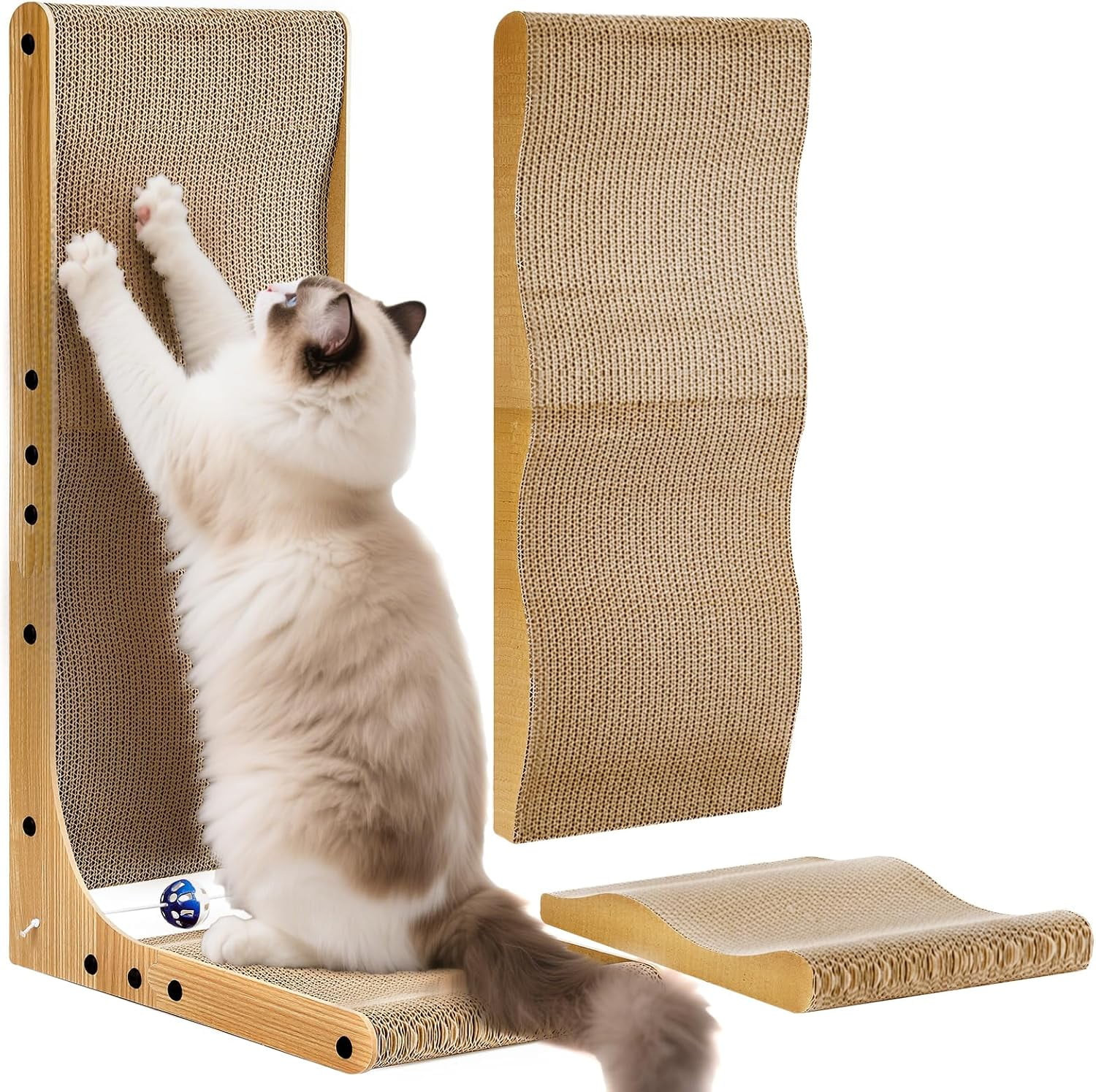 Cat Scratcher with Replacement Cardboard, 27.6" L Shape Wall Mounted ...