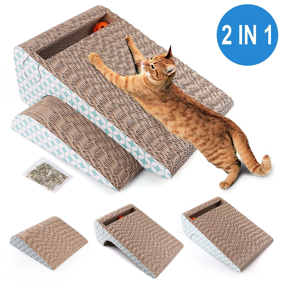 Cat Scratcher Scratching Post Cardboard Mat Bed Sofa Lounger with Kitty ...