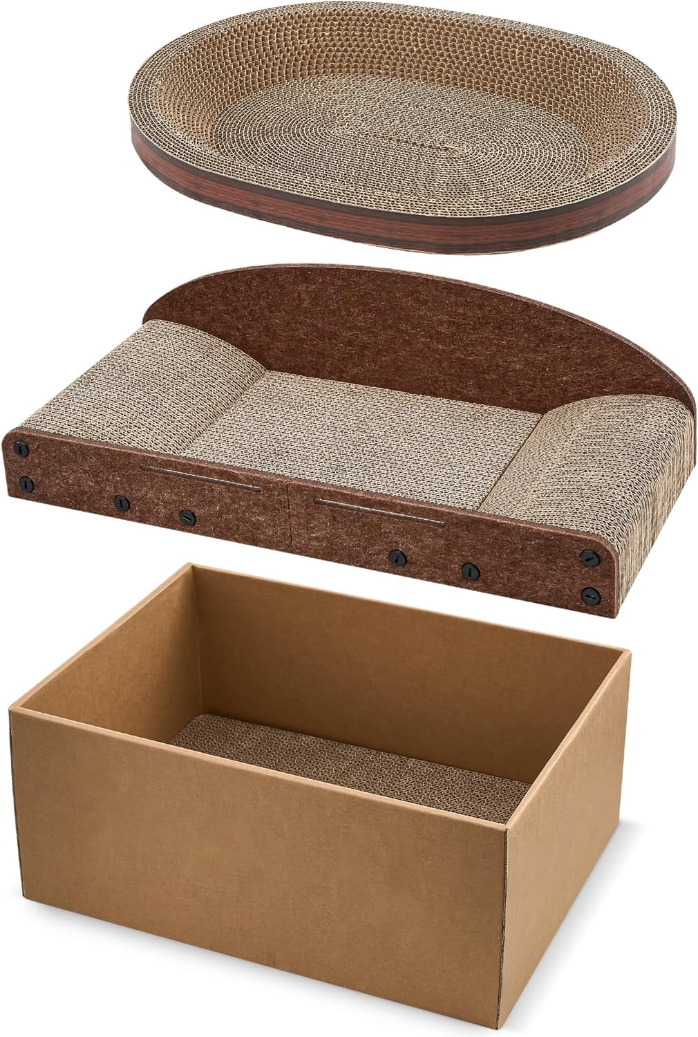 Cat Scratcher Set, 3 Pcs Cardboard Cat Scratchers for Indoor Cats ...