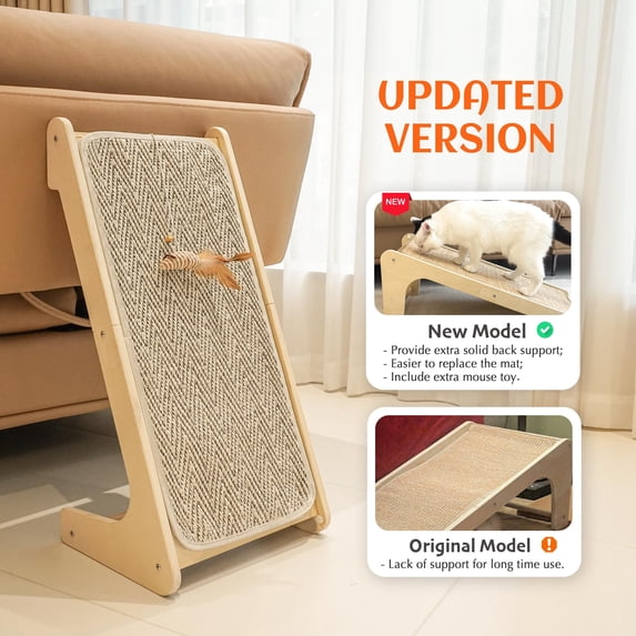 Cat Scratcher Sisal Ramp L Shape Scratch Pad For Indoor Cats Wall ...