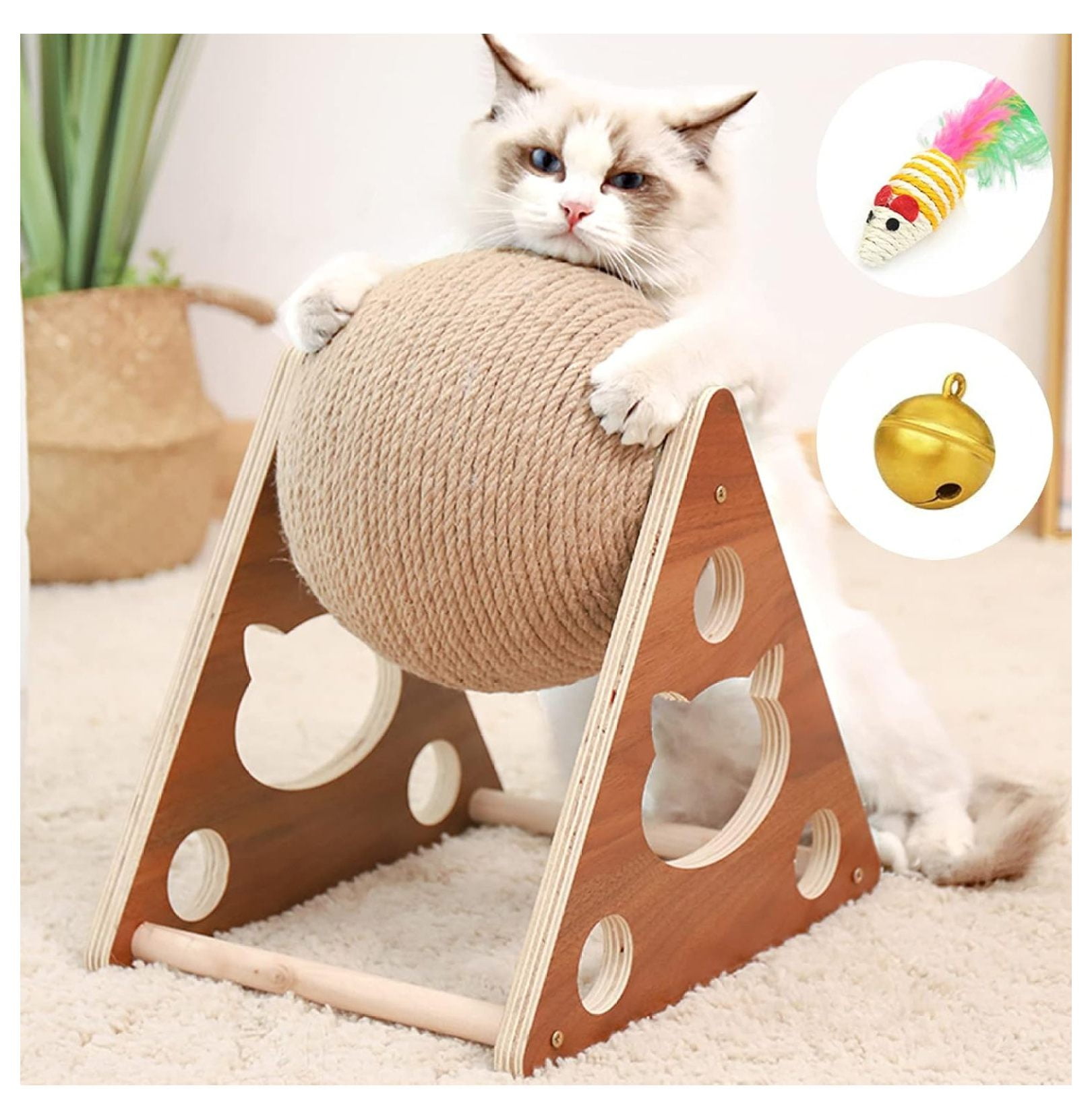 Cat Scratcher Toy , Built-in Natural Sisal Cat Scratching Rotatable ...