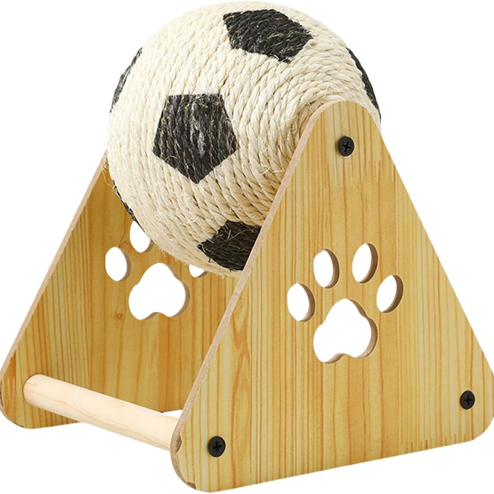 Cat Scratching Ball – Interactive Cat Toy With Wooden Base | Spherical Nail File Scratcher For ...