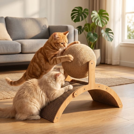 Cat Scratching Ball on Stand, Interactive Cat Scratcher with 360 ...