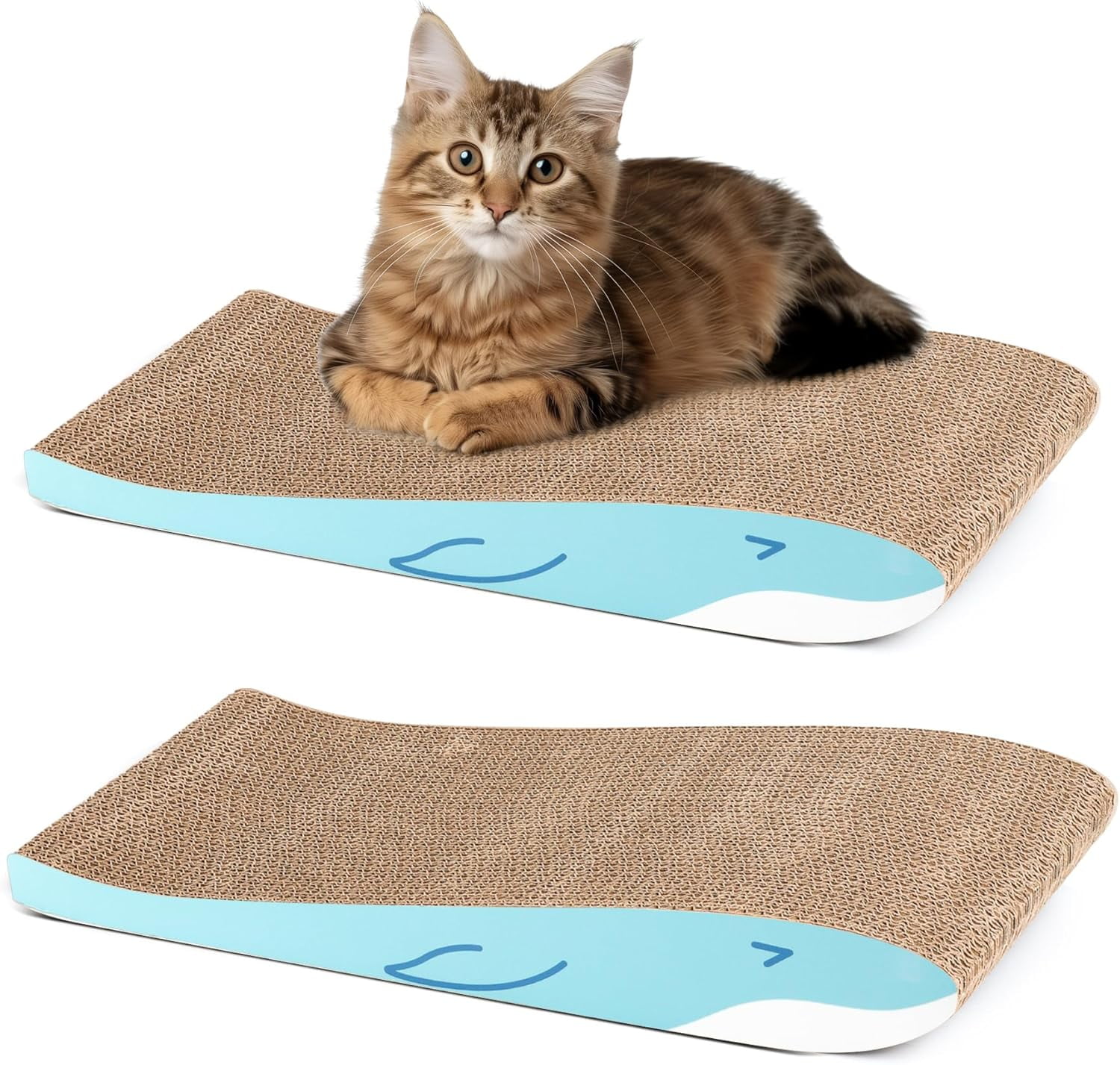Cat Scratching Board 2 Pack, Cat Scratcher Cardboard, Curved Cat ...