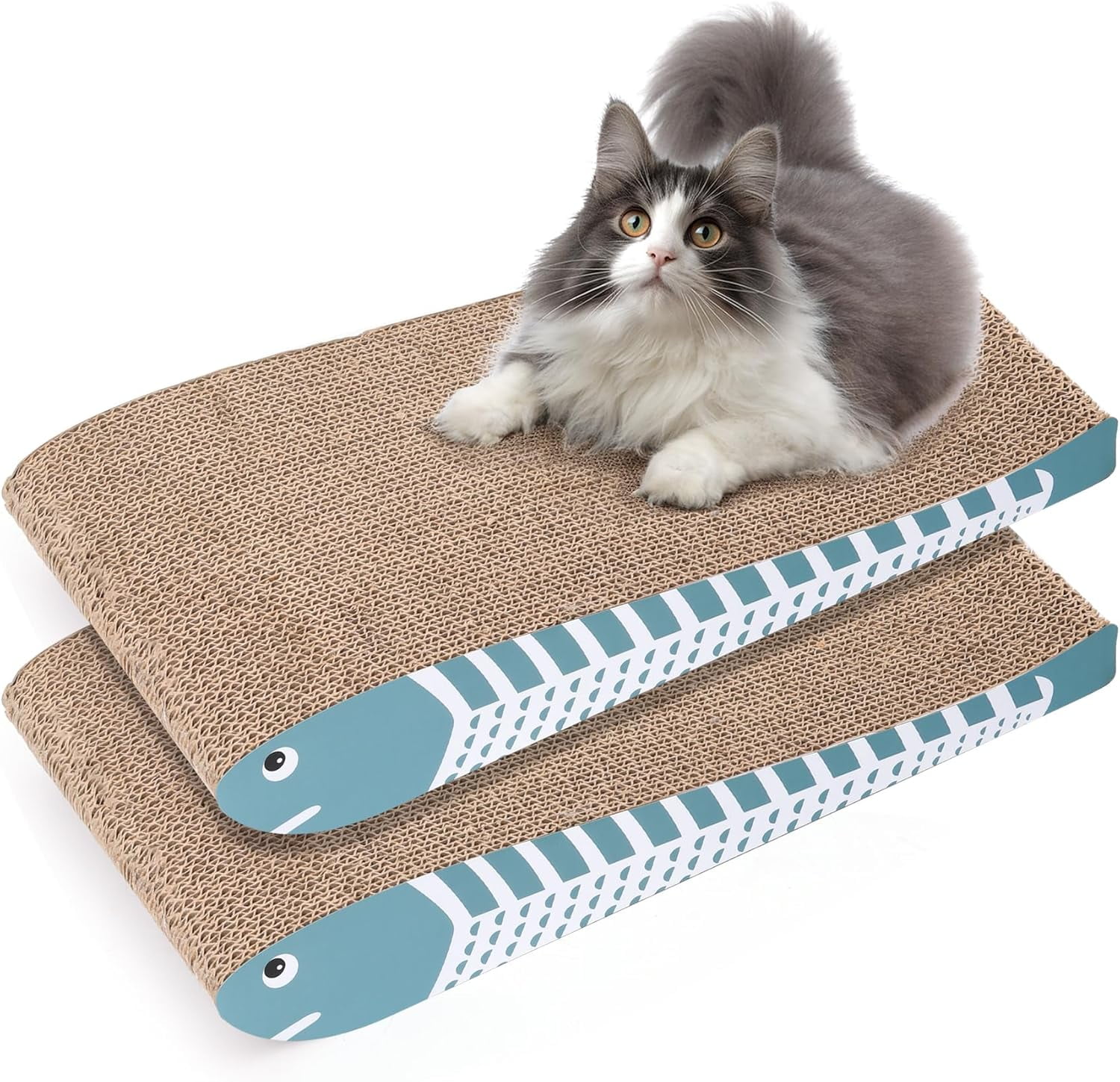 Cat Scratching Board 2 Pack, Cat Scratcher Cardboard, Curved Cat ...