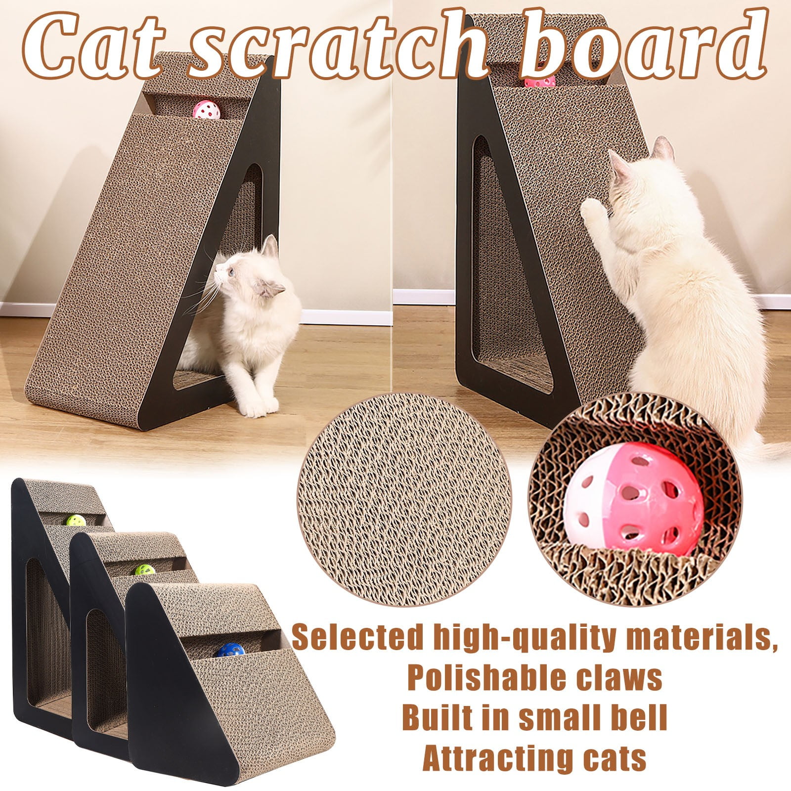 Cat Scratching Board, Recycled Cardboard & Wood Frame, Dual-Sided ...