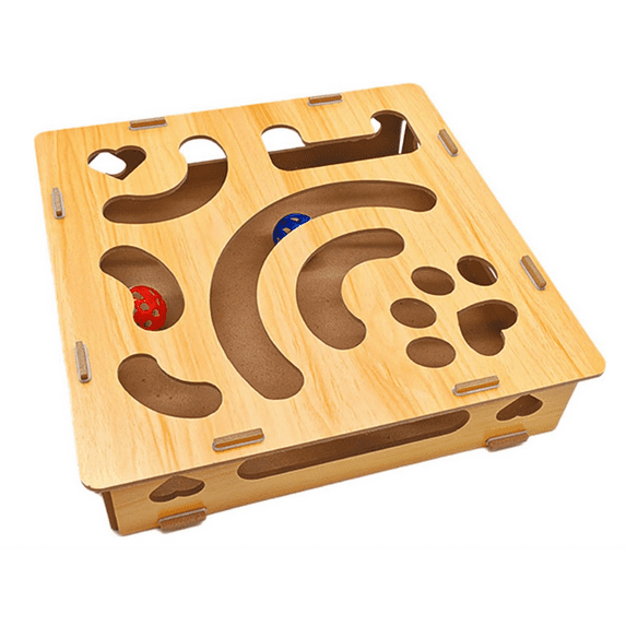 Cat Scratching Box, Puzzle Interactive Toy, Fun Pet Game & 2Pcs Bell ...