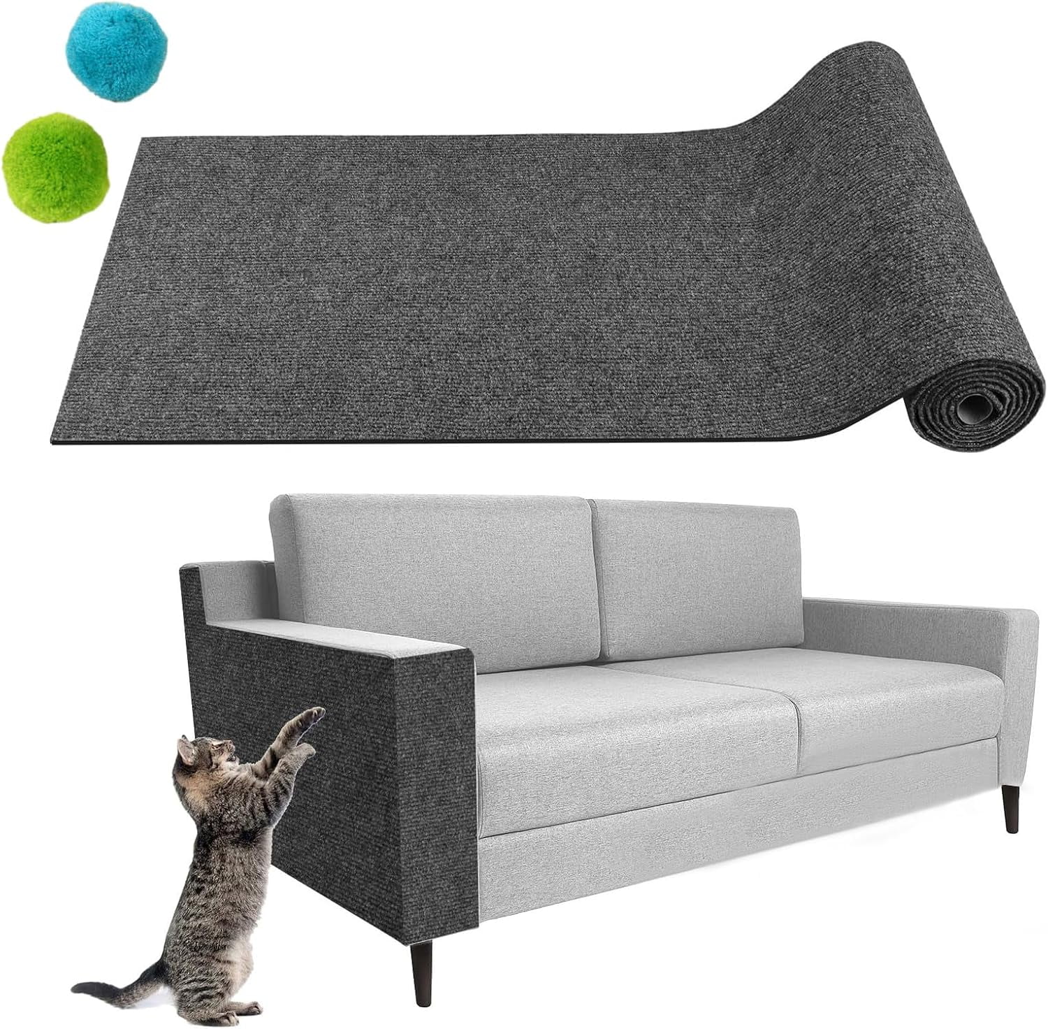 Cat Scratching Carpet, Self-Adhesive Scratching Mat for Cat Wall ...