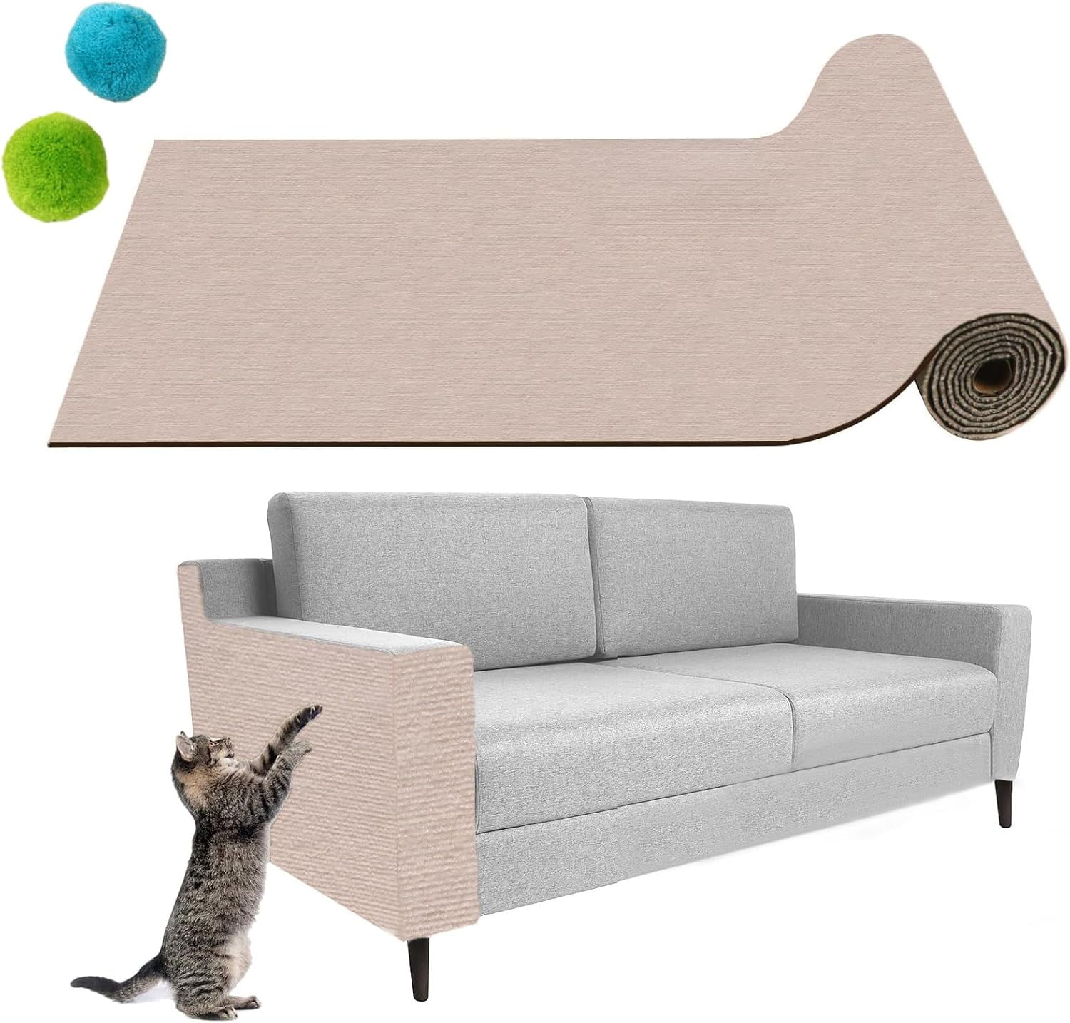 Cat Scratching Carpet, Self-Adhesive Scratching Mat for Cat Wall ...
