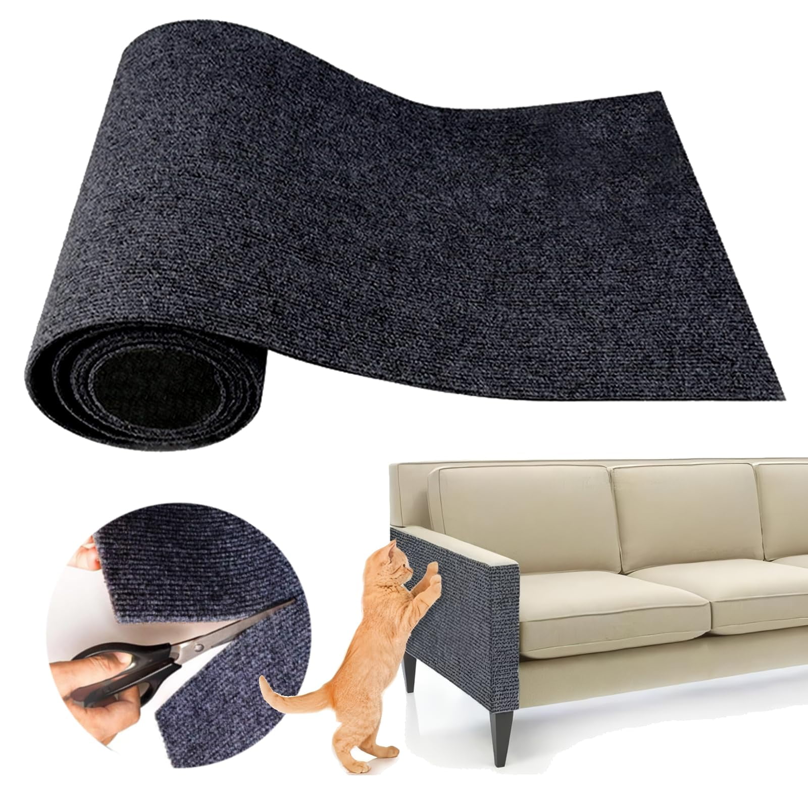 Cat Scratching Climbing Carpet Mat, Adhesive Trimmable Cat Scratcher ...