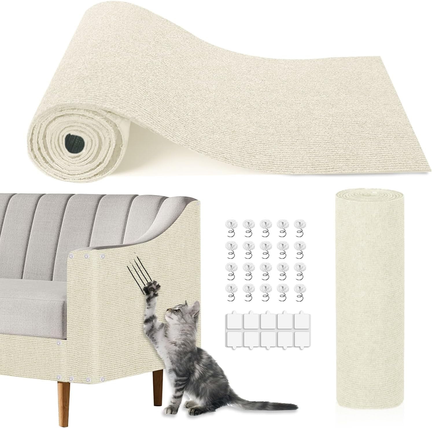 Cat Scratching Mat, 118.5"x15.9" Trimmable Self-Adhesive Cat Scratch ...