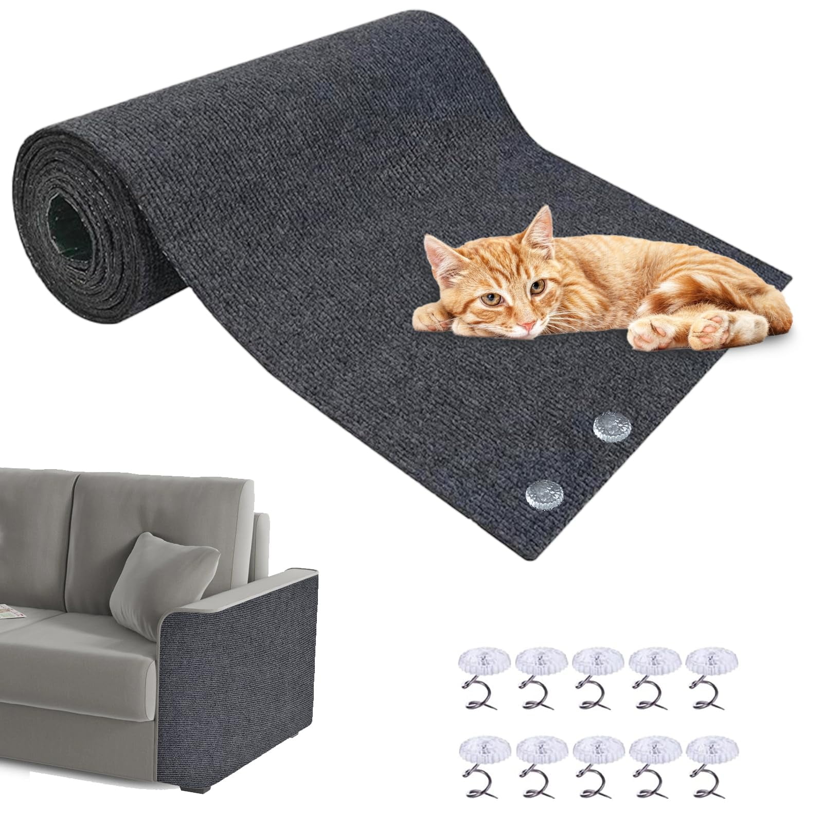 Cat Scratching Mat, 118"x15.8" Trimmable Self-Aadhesive Cat Scratch ...