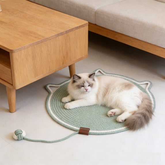 Cat Scratching Mat, 19.6 Inch Large Woven Rope Scratcher Pad with ...