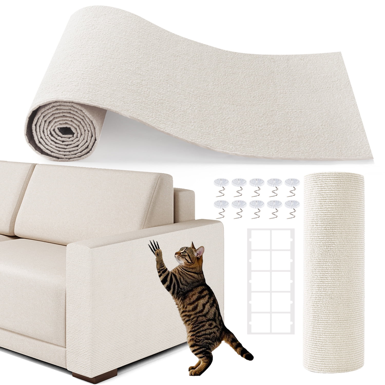 Cat Scratching Mat, Adhesive Trimmable Cat Scratcher Furniture ...