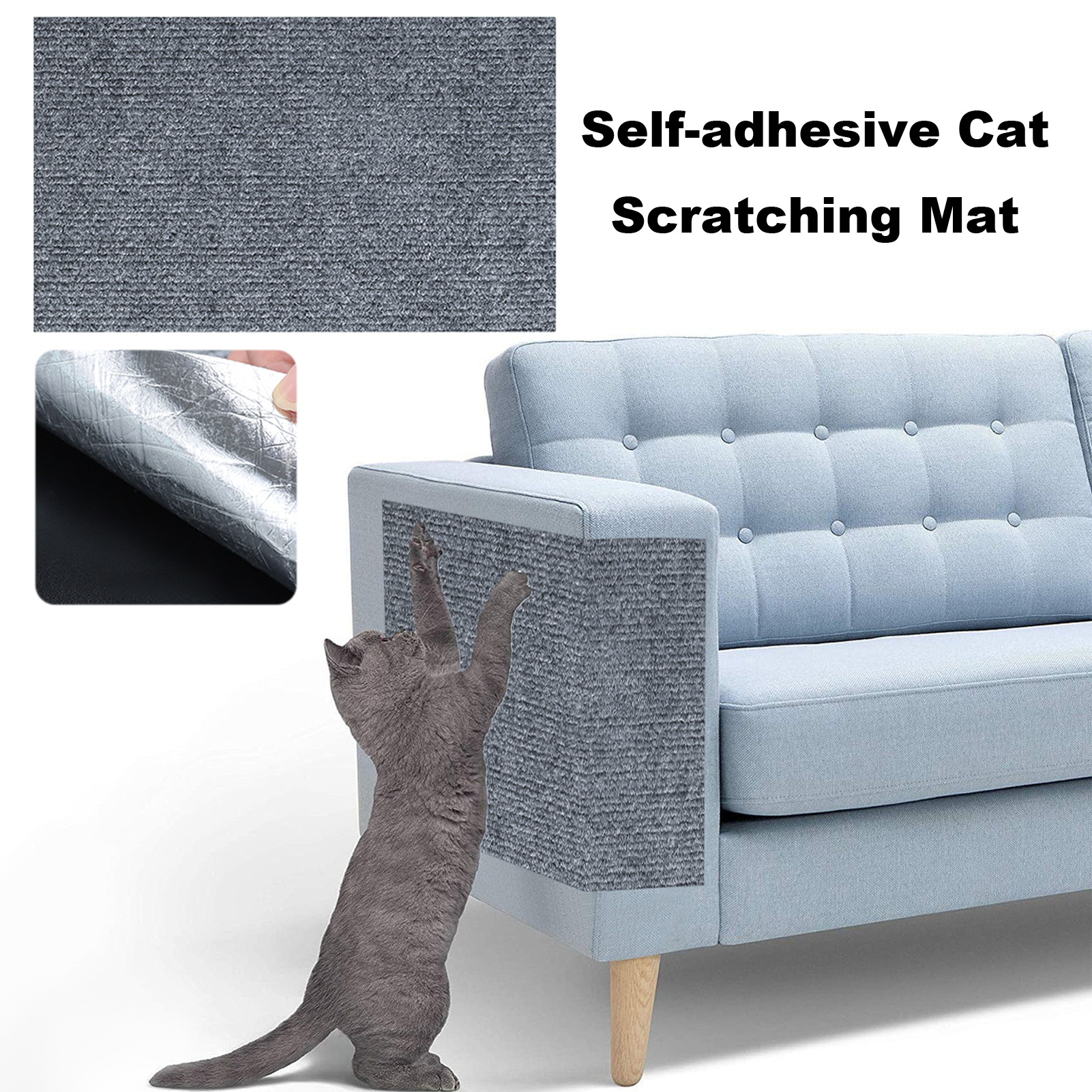 Cat Scratching Mat Cat Wall Scratcher Self-Adhesive Felt Pad Couch Sofa ...