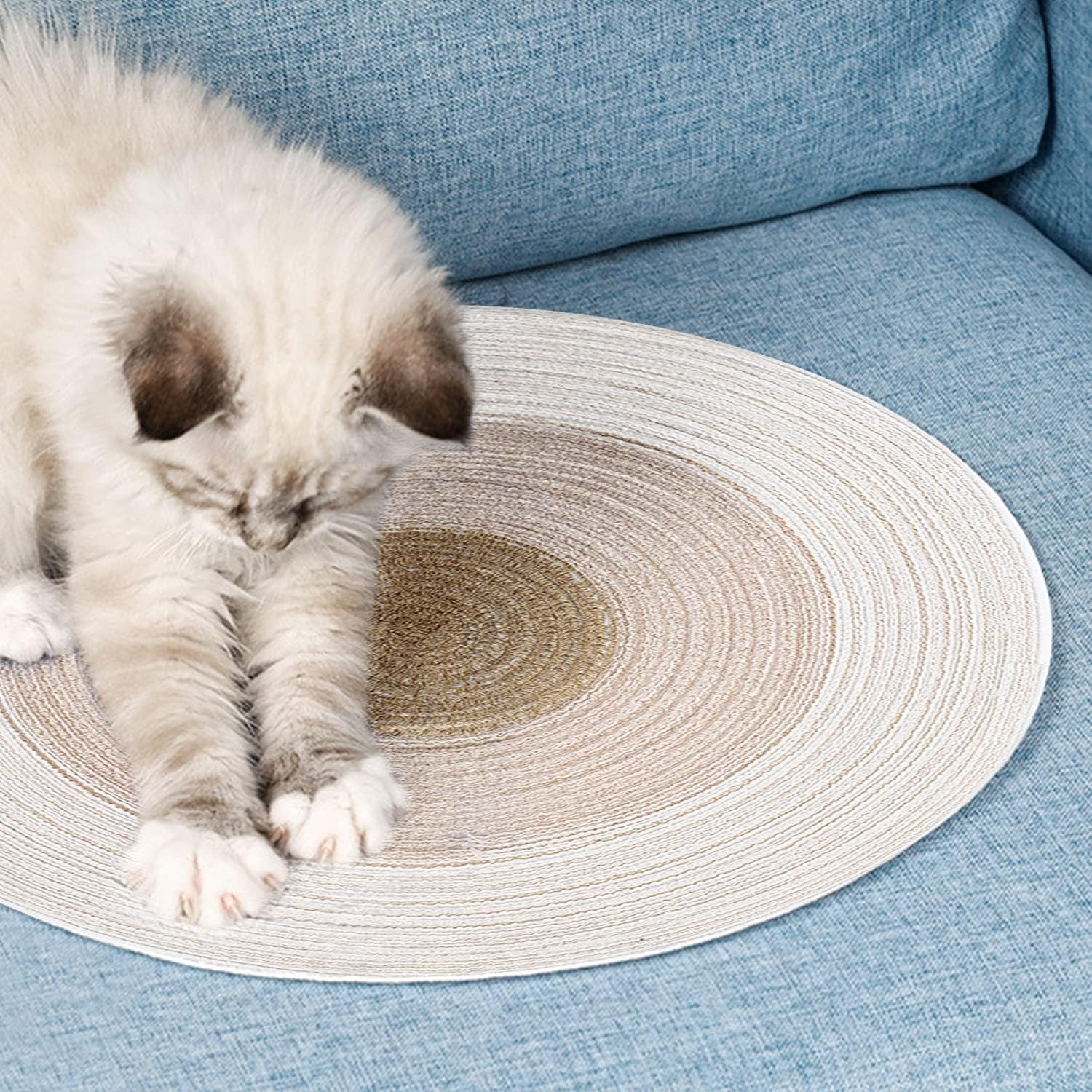 Cat Scratching Pad,14 inch Durable Natural Ramie Scratching Mat,Round ...