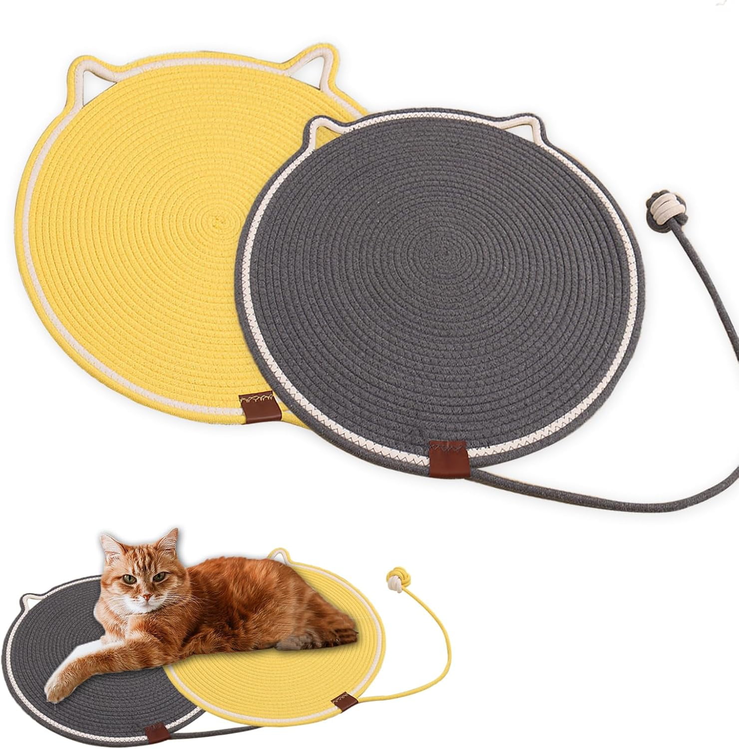 Cat Scratching Pad, Natural Cotton Rope Cat Scratch Mat, 16.9'' Round ...