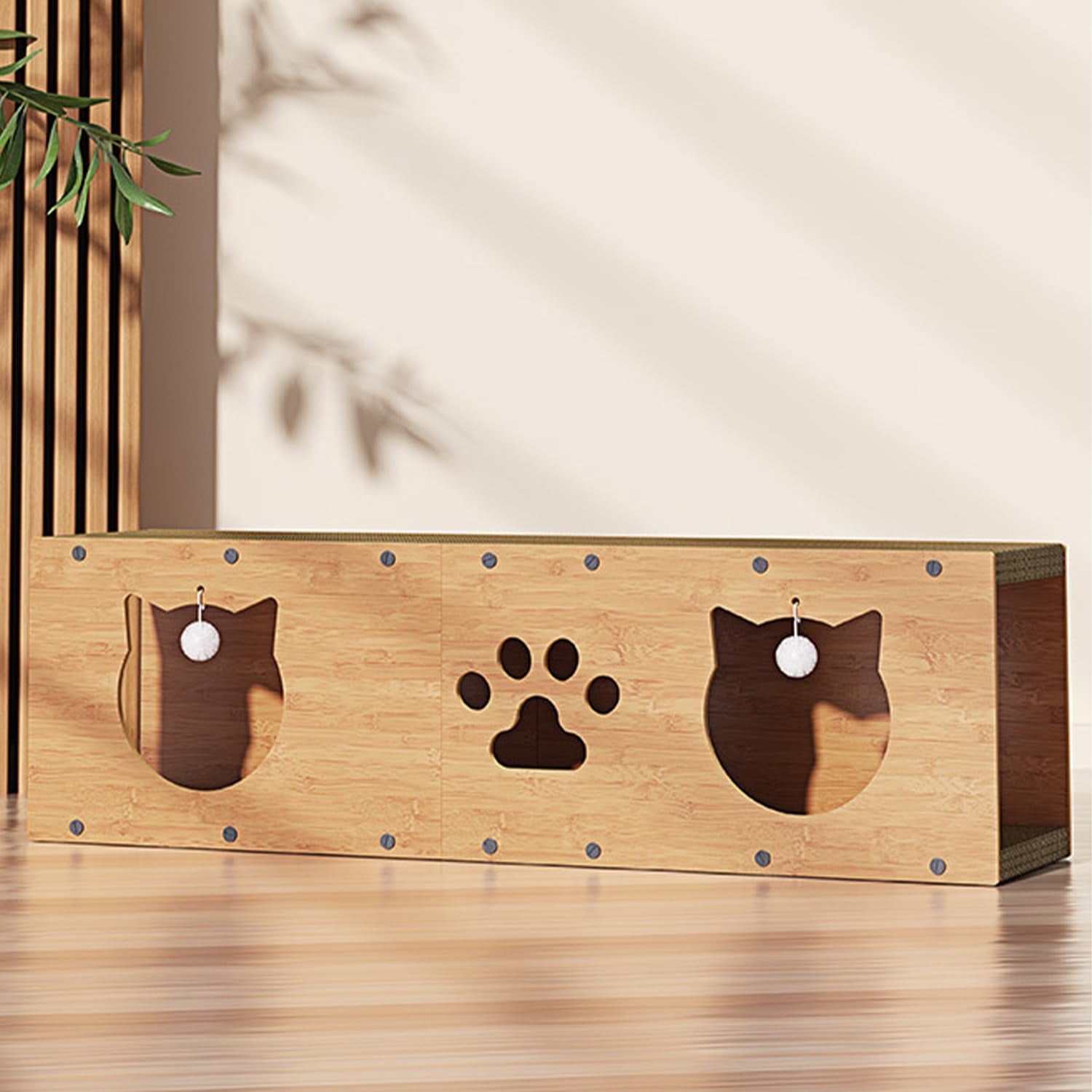 Cat Scratching Pad Tunnel, Multi-Purpose Scratcher with Hanging Toy ...