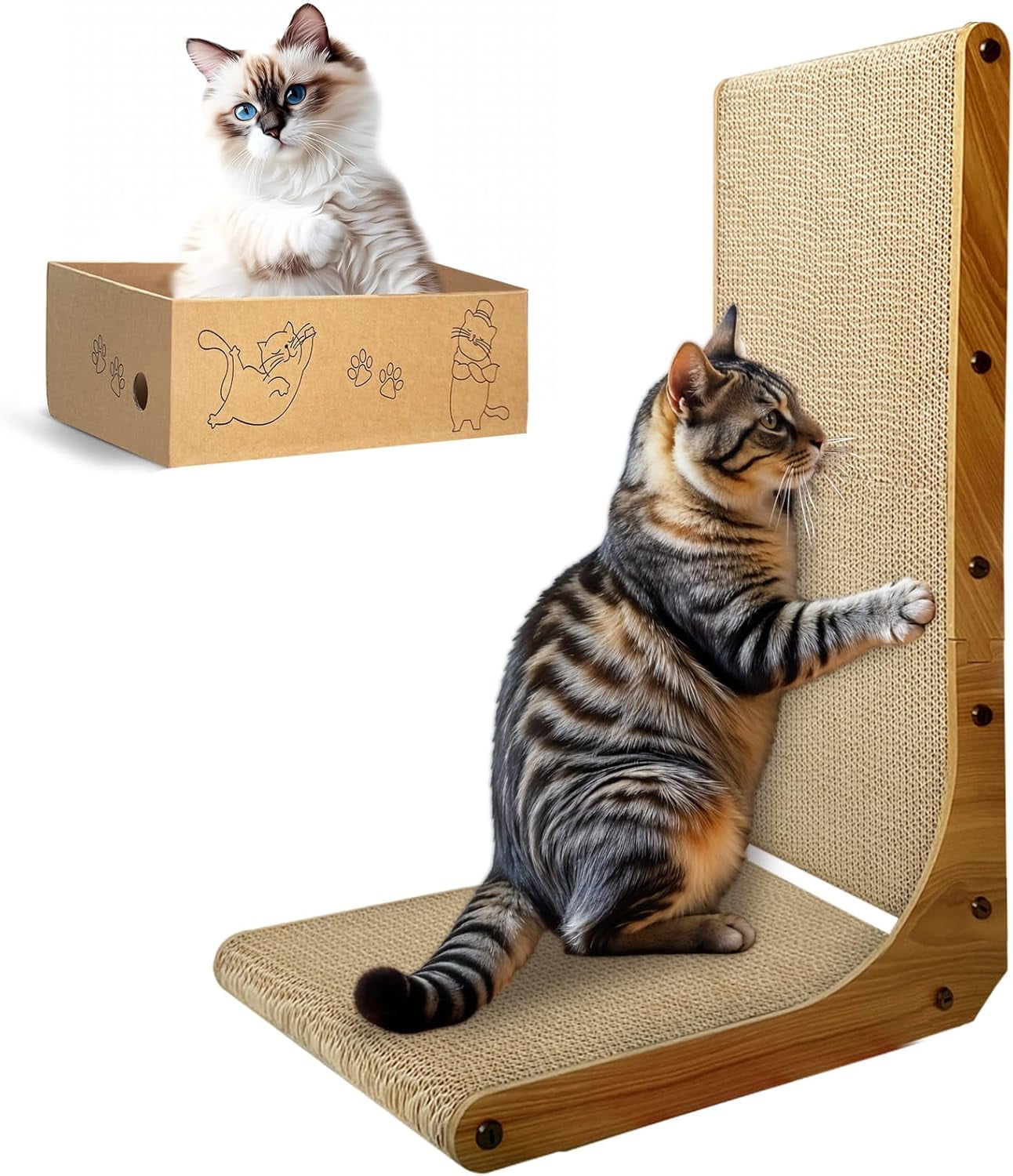 Cat Scratching Post, 26" L-Shaped Cat Scratching Post for Indoor Cats ...