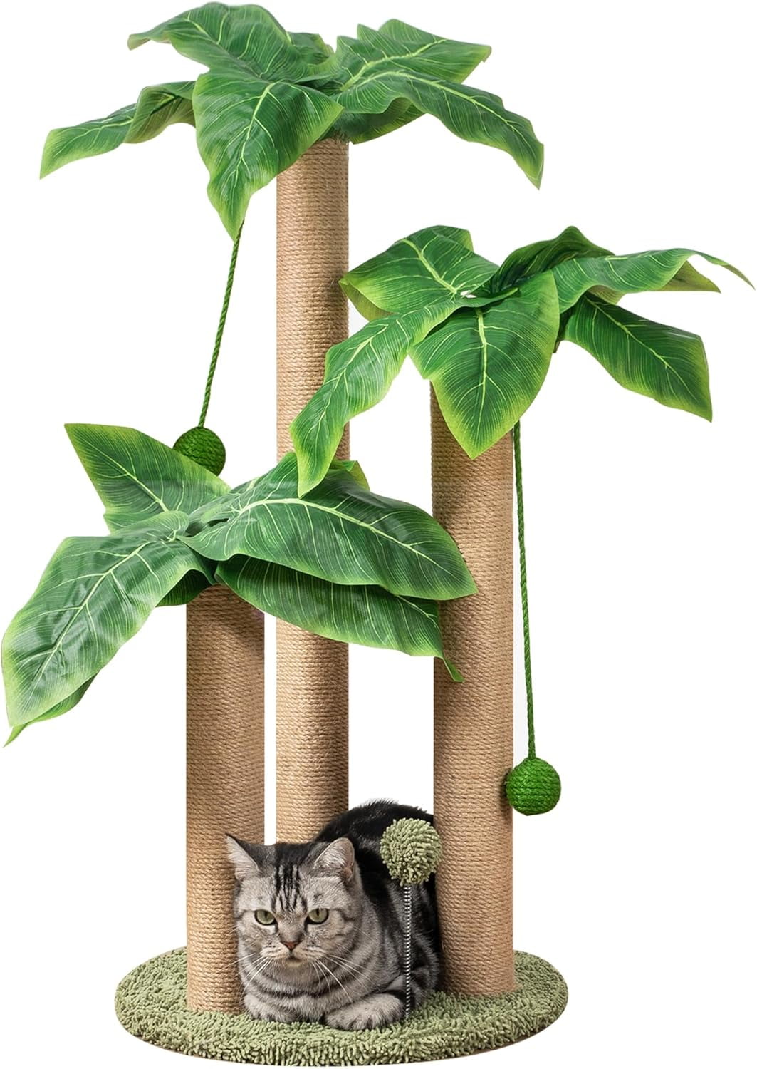 Cat Scratching Post 31.5" Palm Tree Cute Cat Tree with 3 Scratching ...