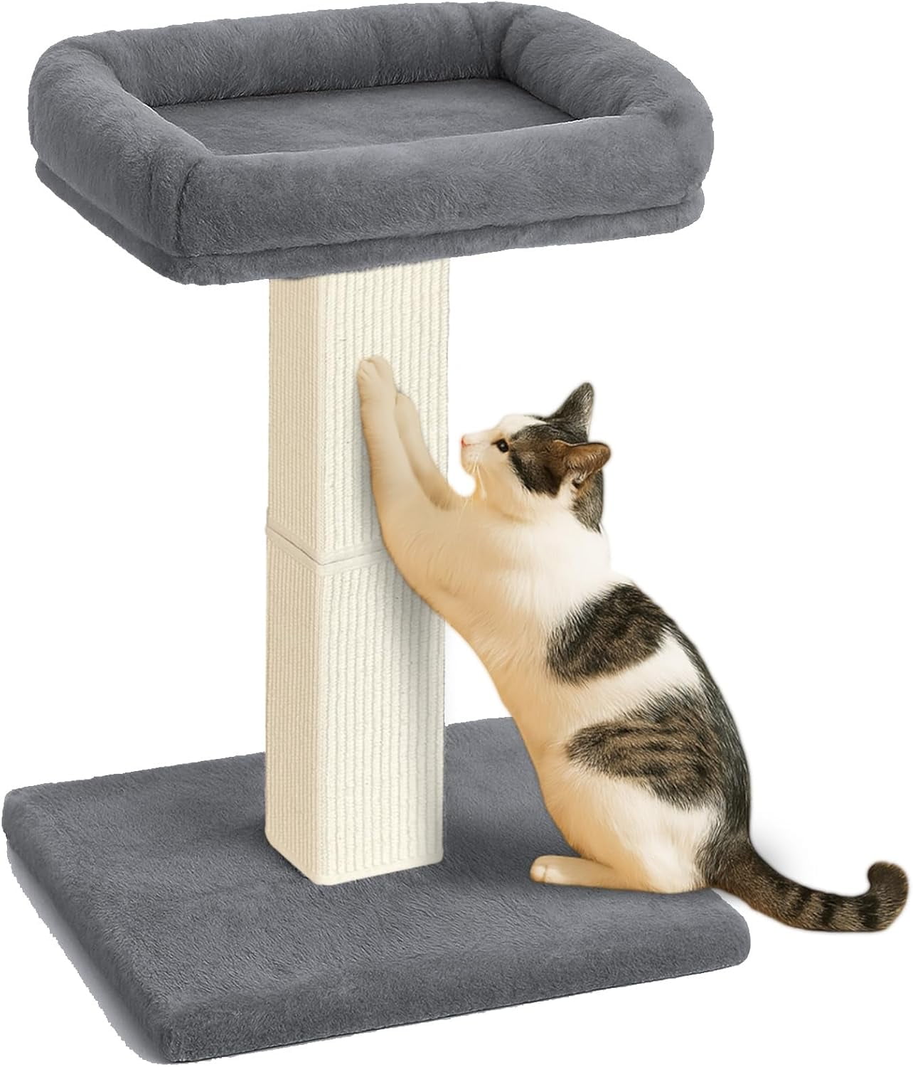 Cat Scratching Post, 32”Cat Scratcher with Large Plush Perch, Sisal ...