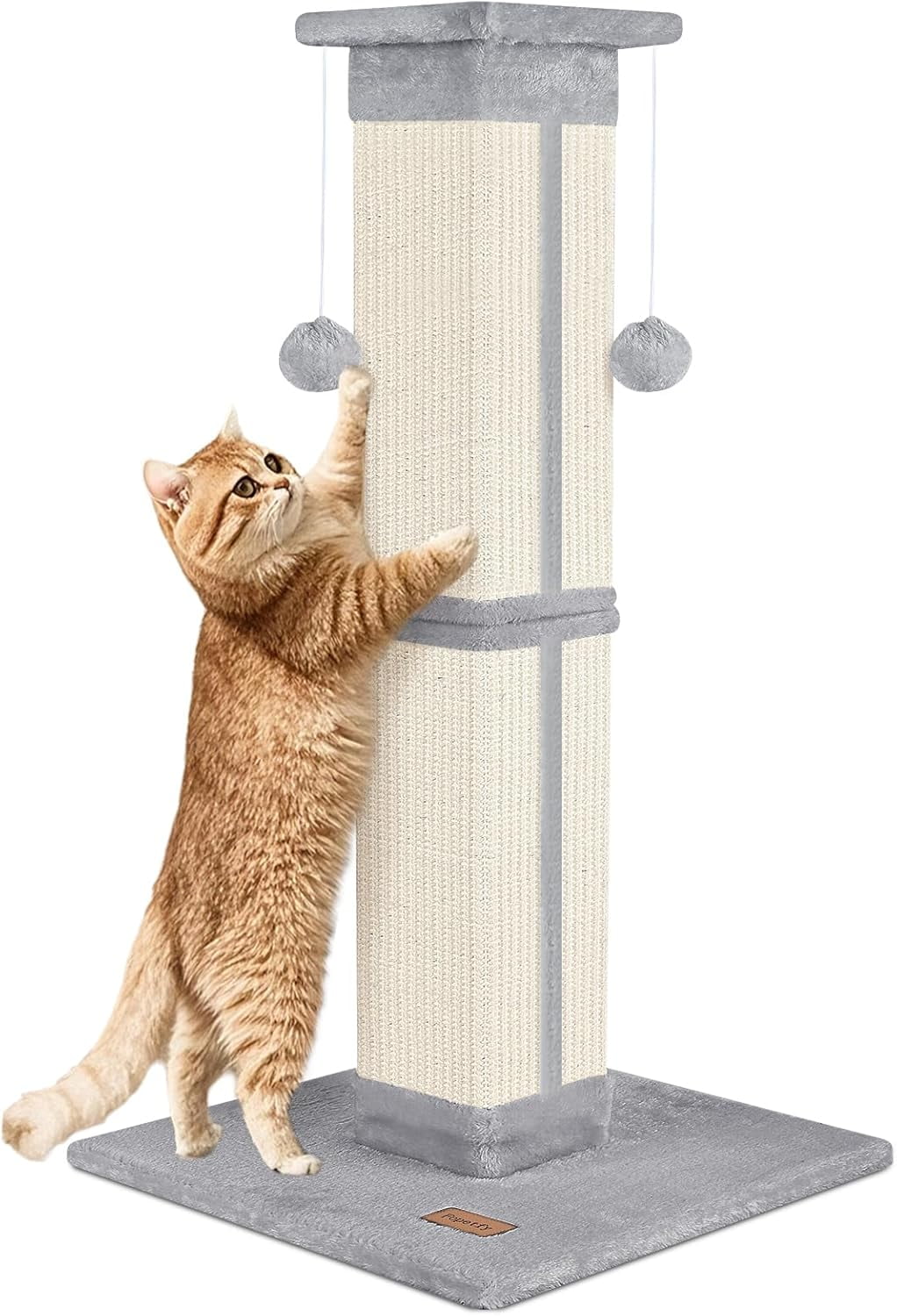 Cat Scratching Post 33 inch for Indoor Cats, High Cat Scratch Post Grey ...