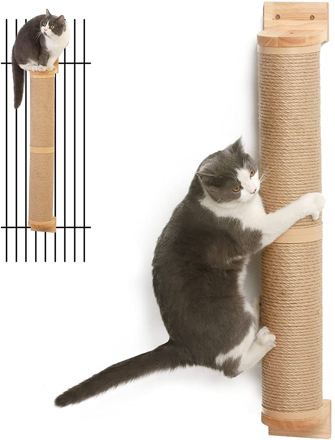 Cat Scratching Post, 35 x 4.5 Inch Cats Walls Furniture, Rubber Wood ...