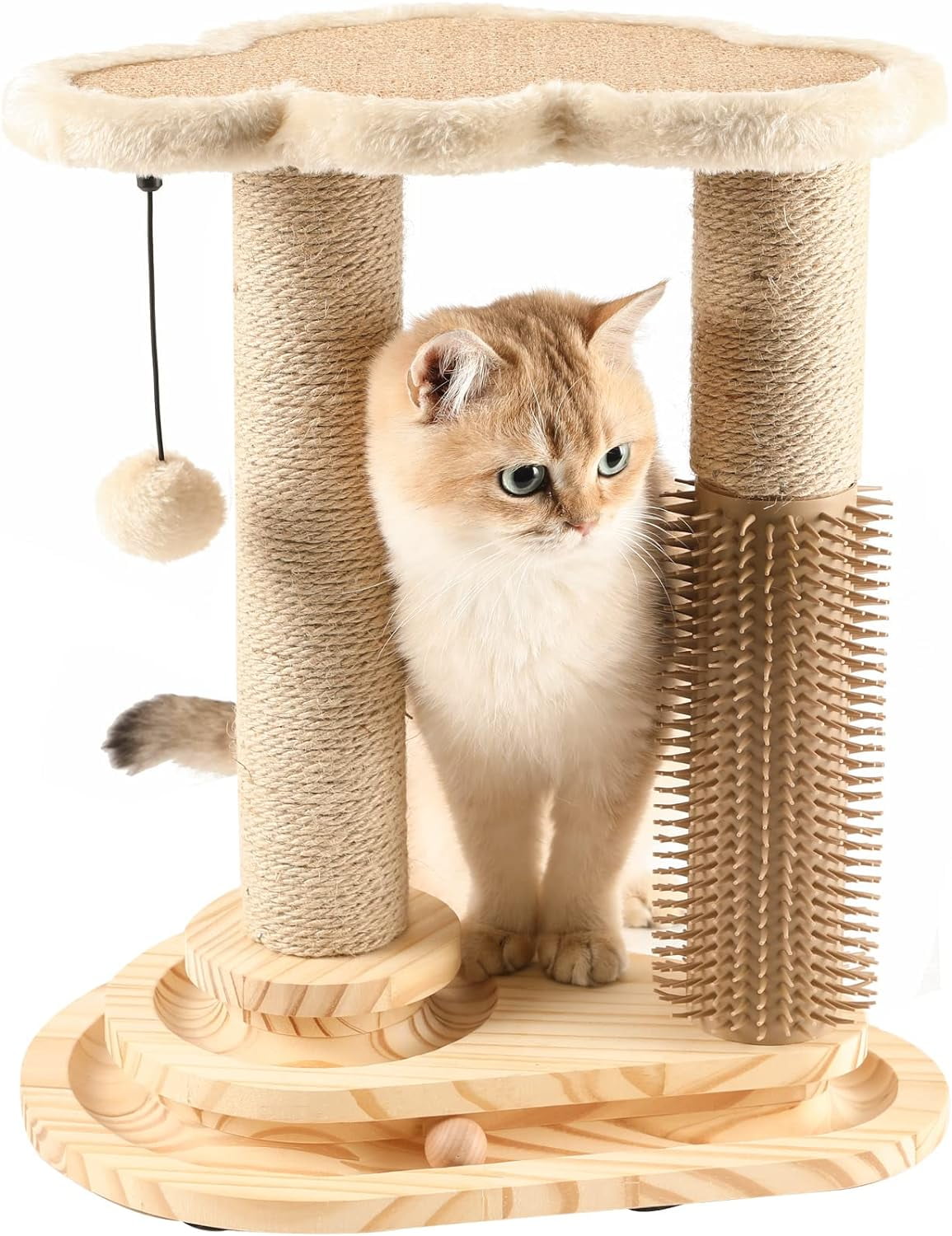 Cat Scratching Post, Cat Self Groomer for Indoor Cats, Cloud Soft Perch ...