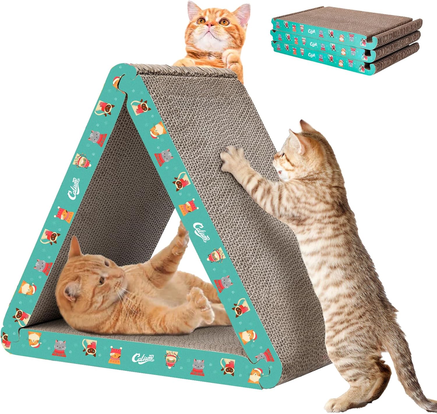 Cat Scratching Post - Foldable - Triangle Shape, 6 Useable Sides, Cat ...