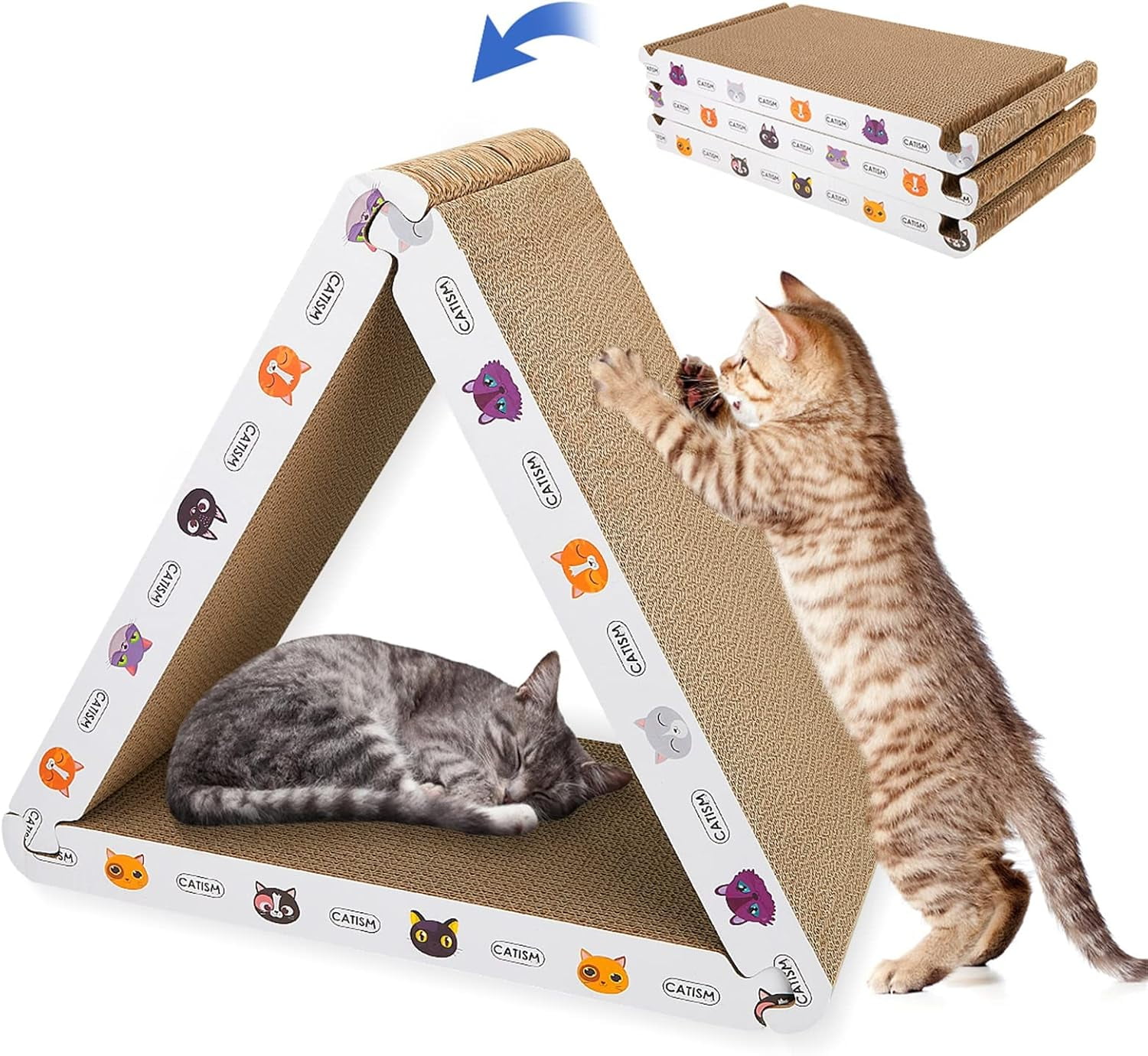 Cat Scratching Post - Foldable - Triangle Shape, 6 Useable Sides, Cat ...