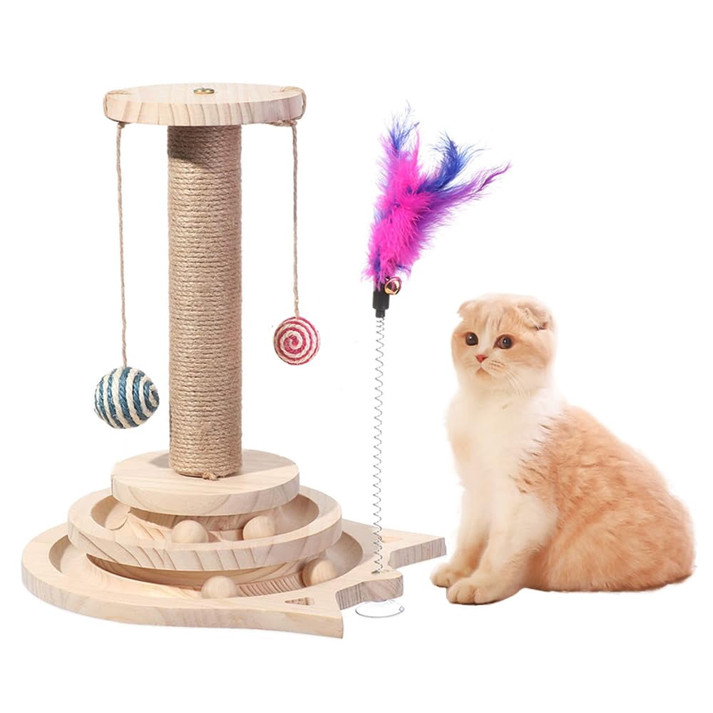 Cat Scratching Post With Hanging Ball, Kitten Sisal Scratcher Toy With ...