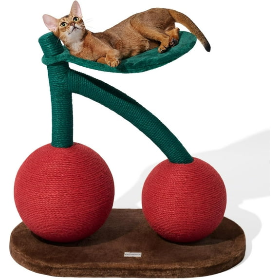 Cat Scratching Post, Large Cherry Cat Scratcher with Hammock, Tall Cat ...