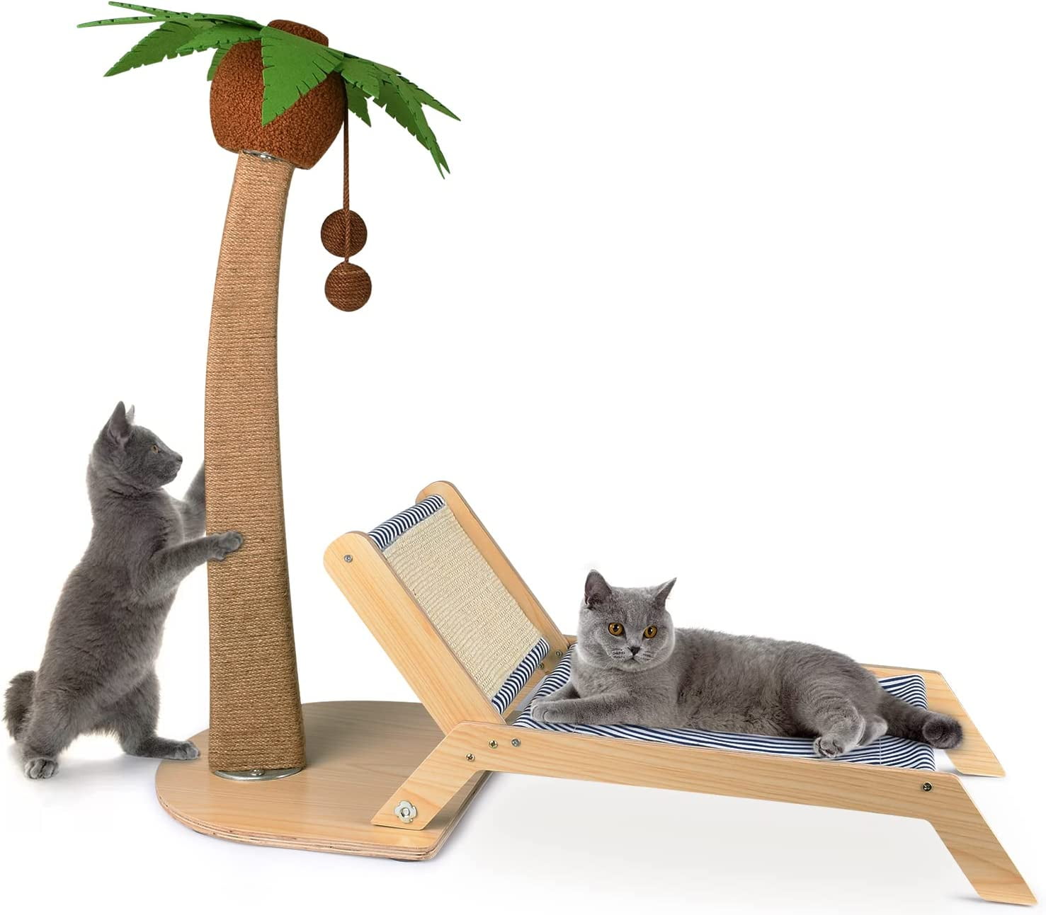 Cat Scratching Post with Lounge Chair 2 in 1, 29.5 Inch Tall Palm Tree ...