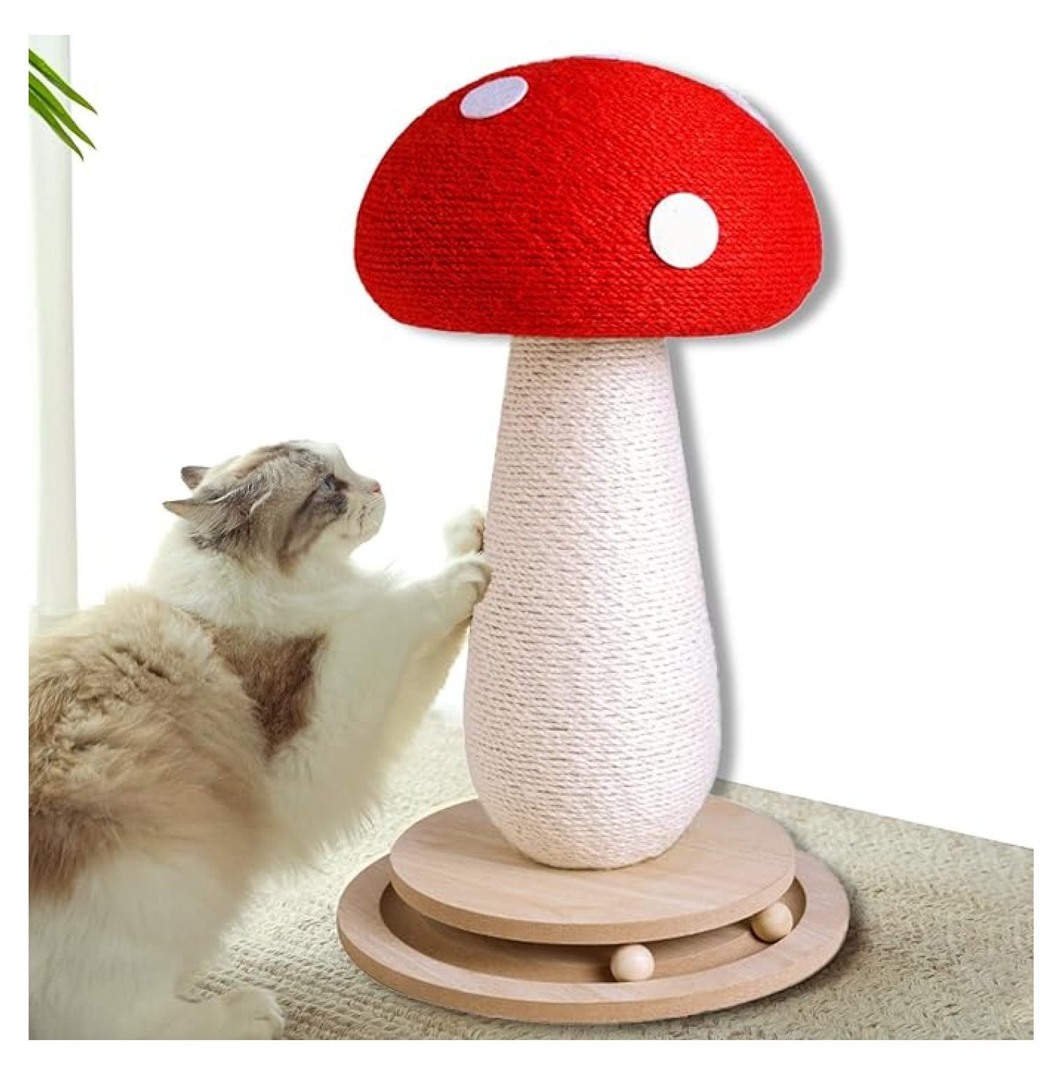 Cat Scratching Post Mushroom, Sisal Covered, Weighted Base - Indoor ...