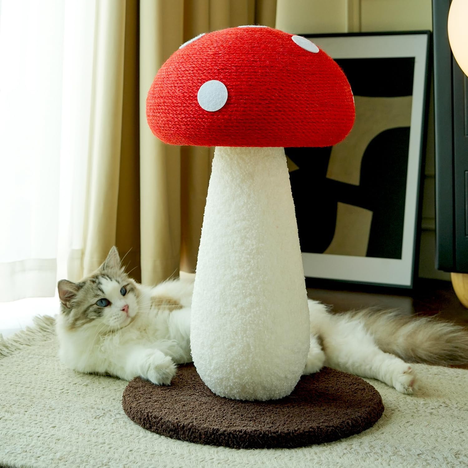 Cat Scratching Post - Mushroom Tall Cat Scratcher Cat Interactive Toys ...