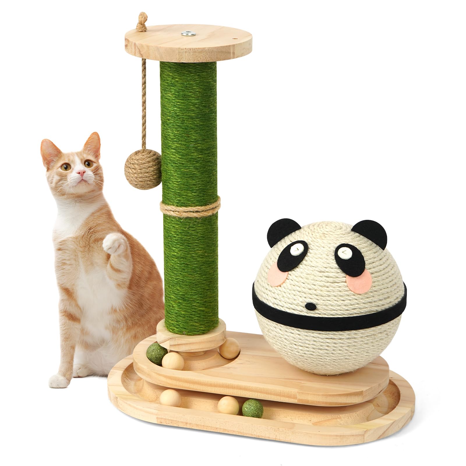 Cat Scratching Post, Panda Cat Grabs Sisal Ball Kitten Toys For Indoor ...