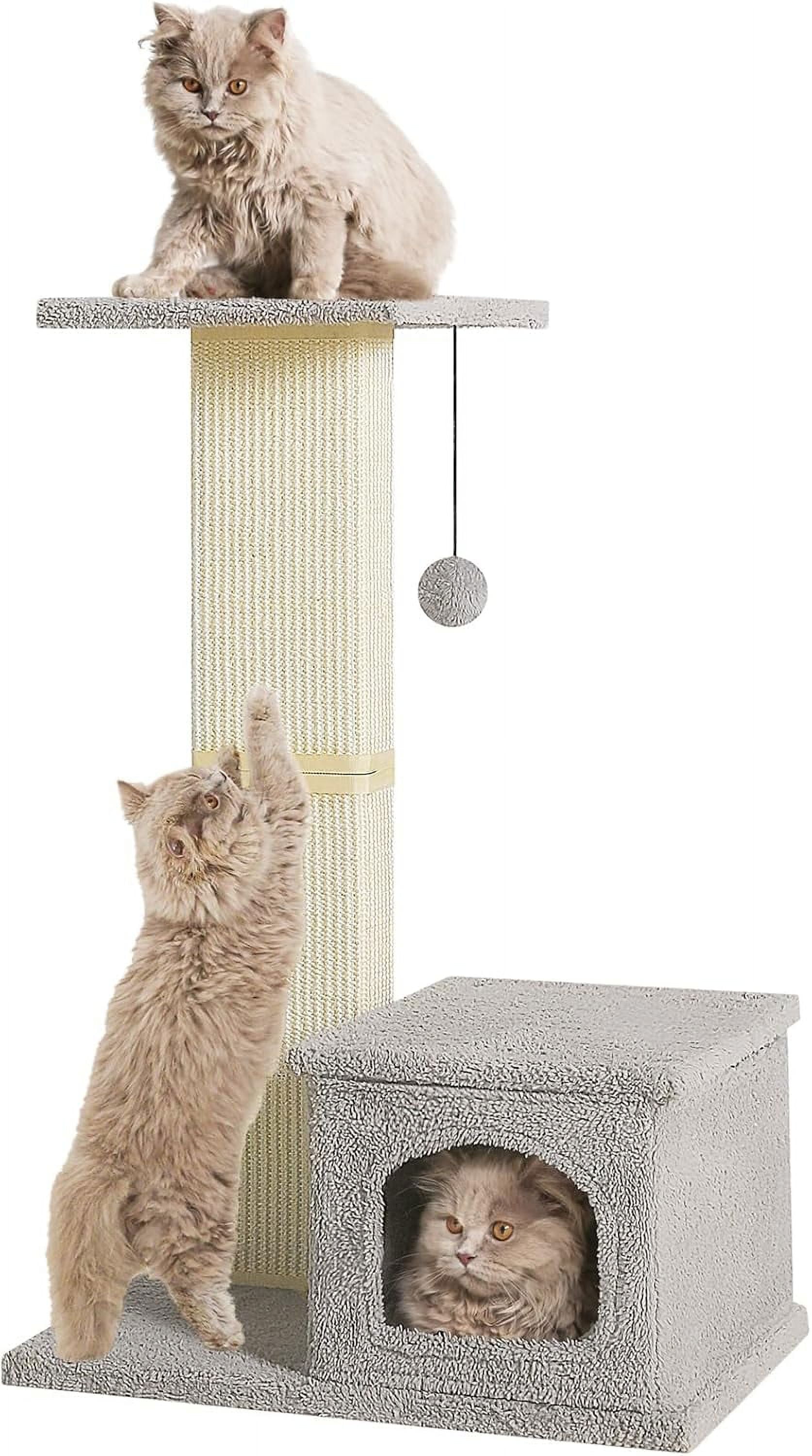 Cat Scratching Post with Perch, Sisal Cat Scratchers for Indoor Cats ...
