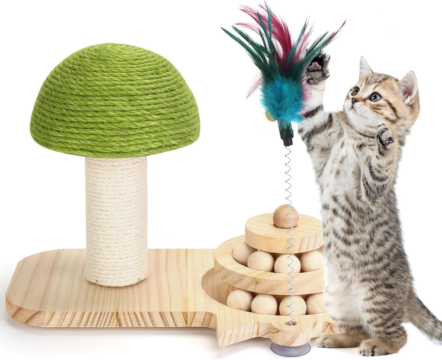Cat Scratching Post, Sisal Mushroom Scratcher, Interactive Cat Toy with ...